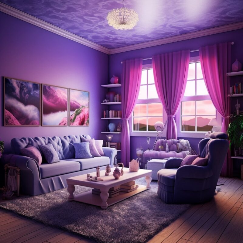 Mor Renk Salon Dekorasyonu - Güzel Oldu