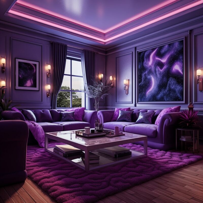 Mor Renk Salon Dekorasyonu - Güzel Oldu